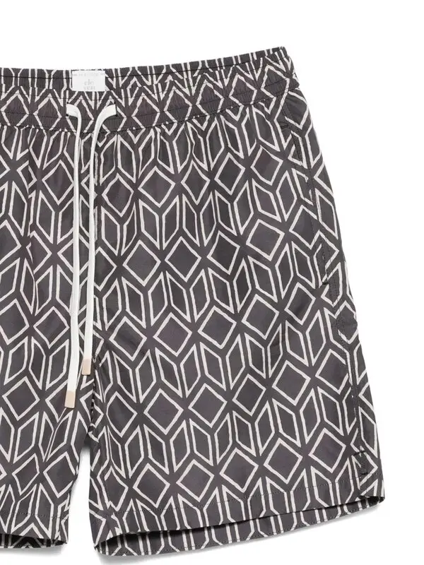 Eleventy Geometric Pattern Swim Trunks - Black