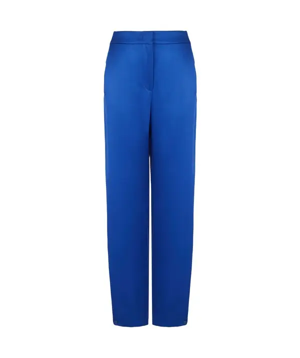 Giorgio Armani Elasticated Waist Satin Trousers - Blue