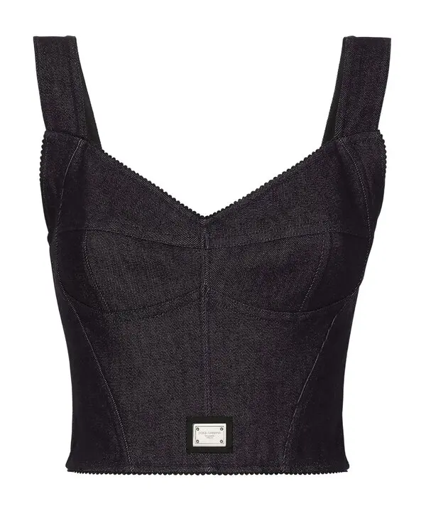 Dolce & Gabbana Logo-tag Denim Corset Top