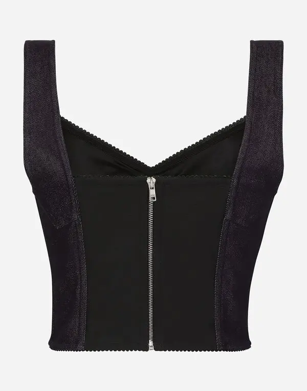 Dolce & Gabbana Logo-tag Denim Corset Top