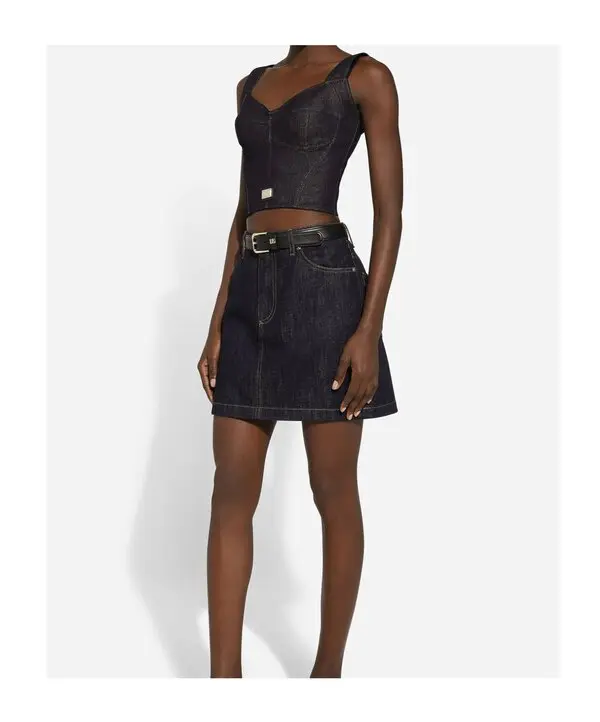Dolce & Gabbana Logo-tag Denim Corset Top