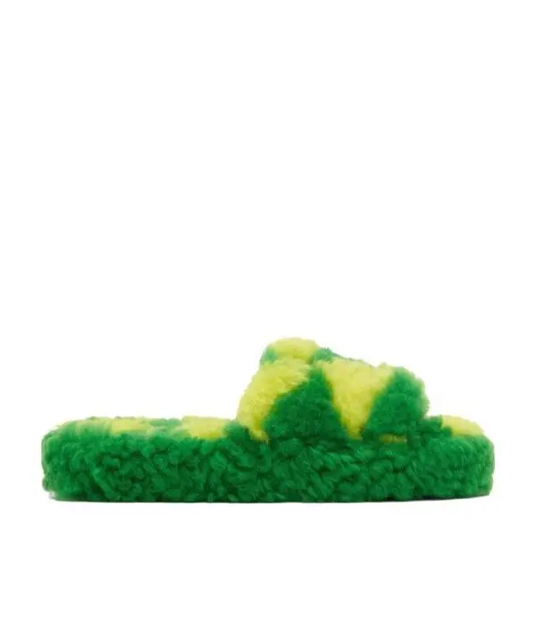 Bottega Veneta Tie-dye Shearling Slides - Green