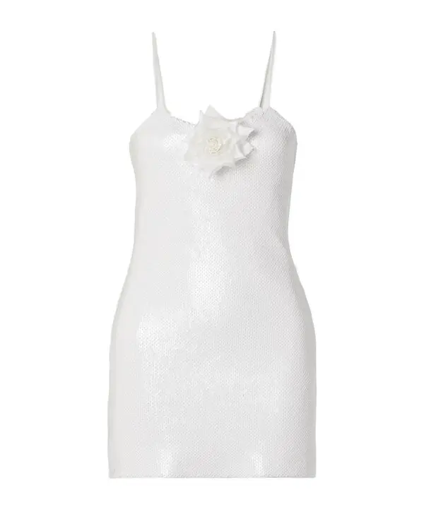RODARTE Embellished Silk-trimmed Sequined Tulle Mini Dress - White