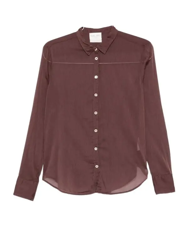 FORTE_FORTE Long-sleeve Buttoned Shirt With Curved Hem - Red