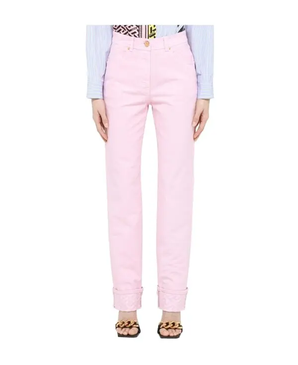Versace High-waisted Straight Trousers - Pink