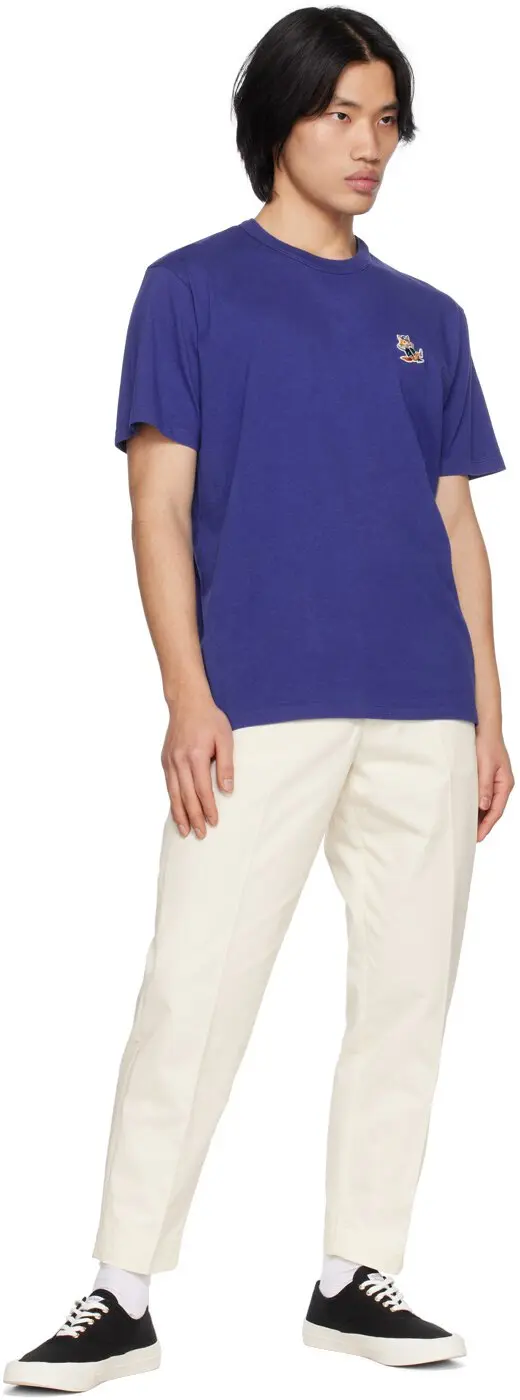 Maison Kitsuné Cropped Cotton Trousers With Fox Embroidery