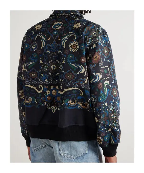 Sacai Paisley-print Zip-front Bomber Jacket - Black