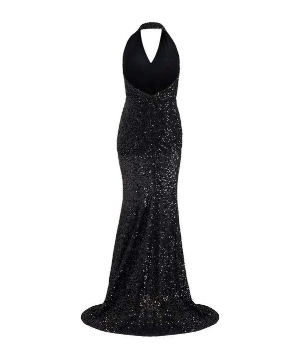 PATOU Halterneck Draped Sequin Gown