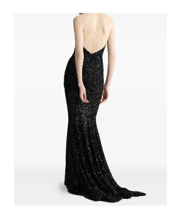 PATOU Halterneck Draped Sequin Gown