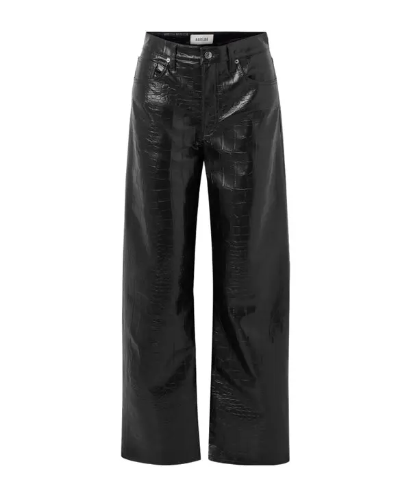 AGOLDE Arc Croc-effect Pants - Black