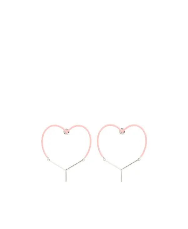 Y/project Two-toned Heart-shape Drop Earrings - Pink