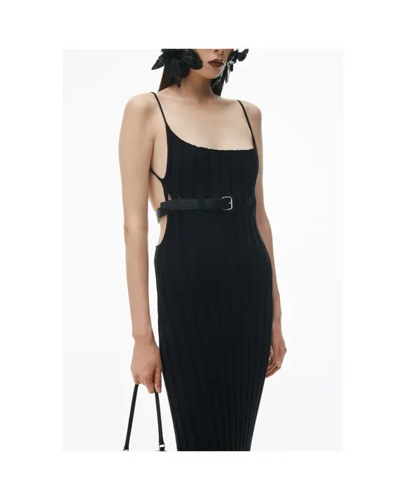 Alexander Wang Belted Square-neck Dress