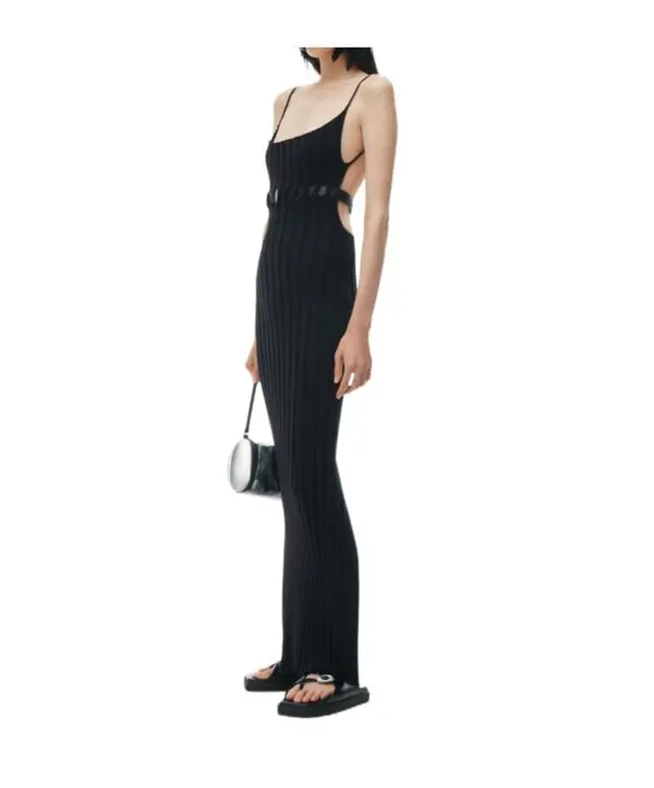 Alexander Wang Belted Square-neck Dress