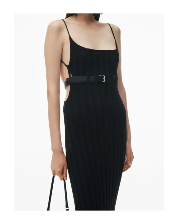 Alexander Wang Belted Square-neck Dress