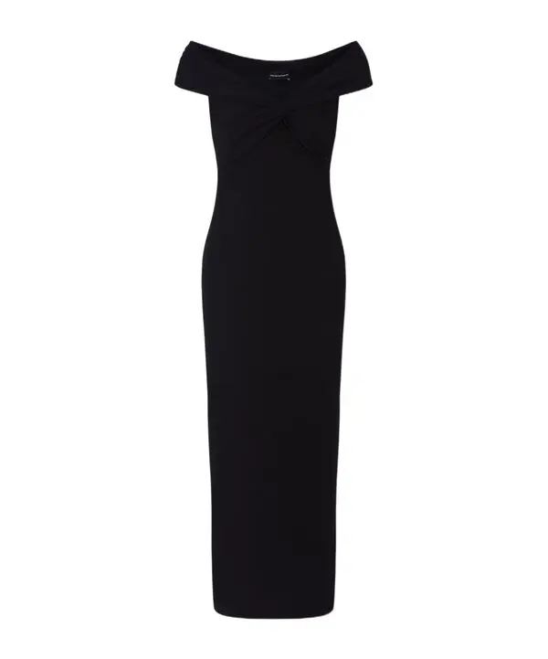 Emporio Armani Twisted Sleeveless Off-the-shoulder Midi Dress