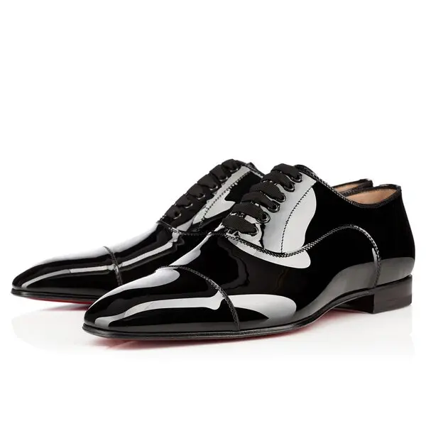 CHRISTIAN LOUBOUTIN Grego Patent Leather Lace-up Oxford Shoes