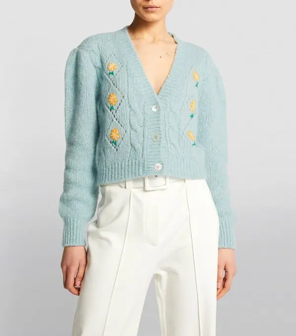 Alessandra Rich Embroidered V-neck Cardigan