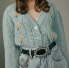 Alessandra Rich Embroidered V-neck Cardigan