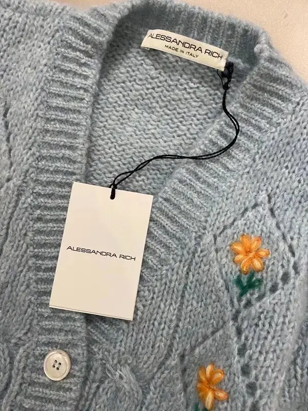 Alessandra Rich Embroidered V-neck Cardigan