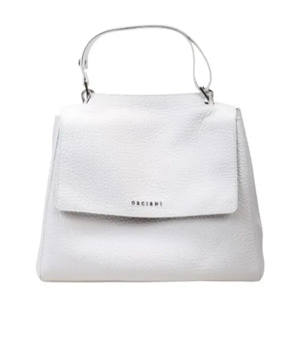 ORTIGNI Sveva Logo Lettering Medium Shoulder Bag - White