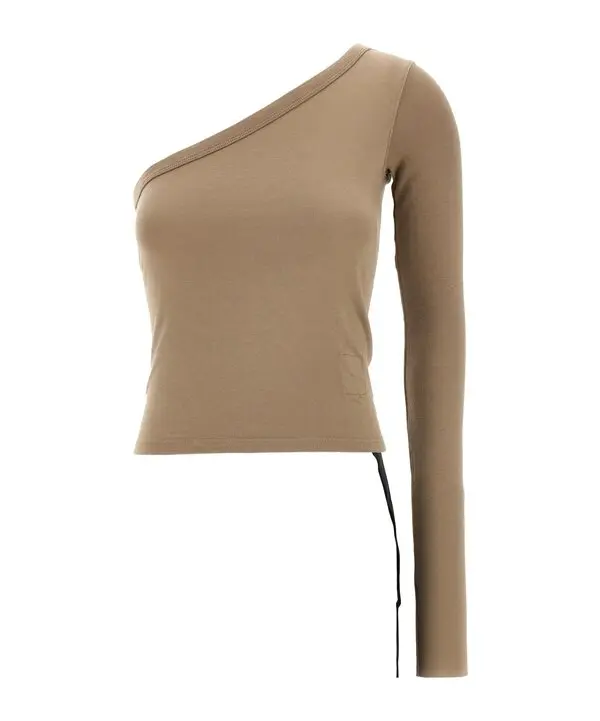 Rick Owens One-shoulder Long Sleeve T-shirt - Brown