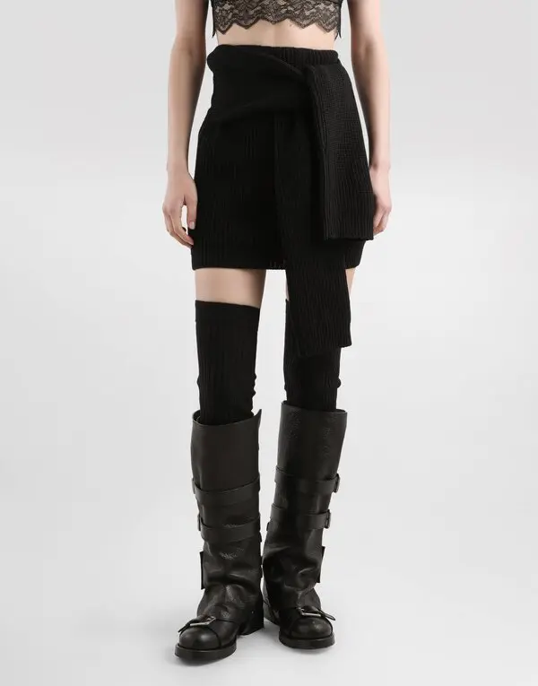 Dolce & Gabbana Knitted Mini Skirt With Embellishments