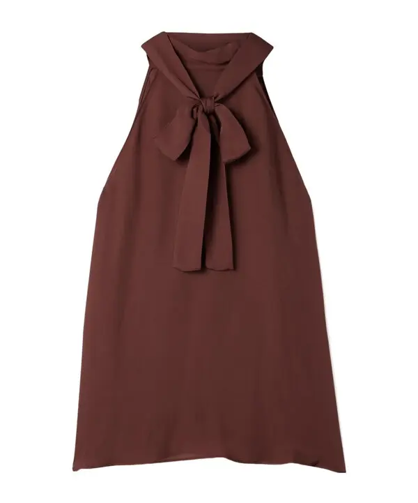 NILI LOTAN Silk Chiffon Halterneck Top - Burgundy