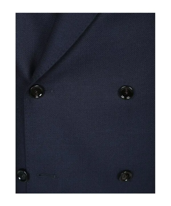 LARDINI Virgin Wool Double-breasted Blazer - Black