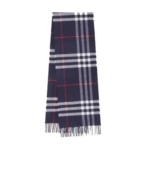 Burberry Check-pattern Fringed-edge Scarf - Blue