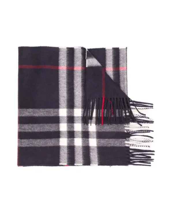 Burberry Check-pattern Fringed-edge Scarf - Blue