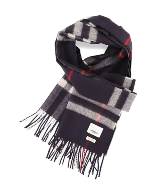 Burberry Check-pattern Fringed-edge Scarf - Blue