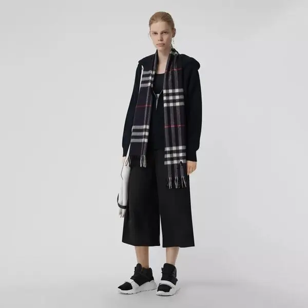 Burberry Check-pattern Fringed-edge Scarf - Blue