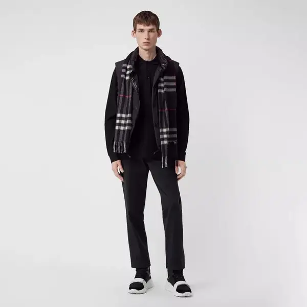 Burberry Check-pattern Fringed-edge Scarf - Blue