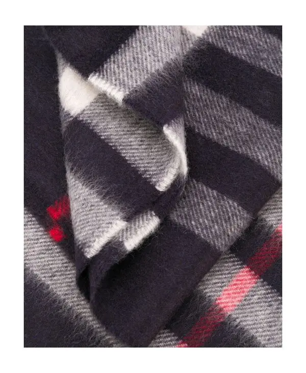 Burberry Check-pattern Fringed-edge Scarf - Blue