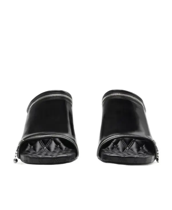 Burberry Peep Zip-detailed Mules - Black