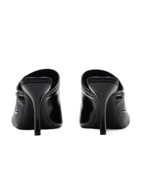 Burberry Peep Zip-detailed Mules - Black