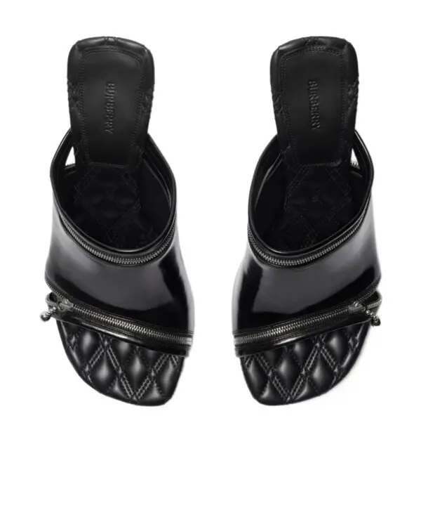 Burberry Peep Zip-detailed Mules - Black