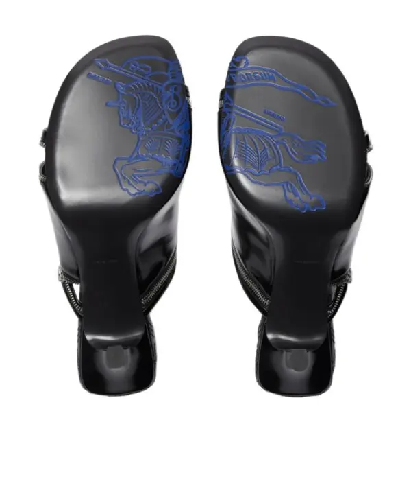 Burberry Peep Zip-detailed Mules - Black