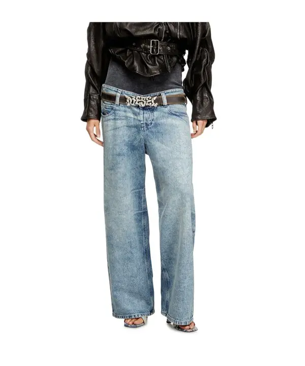 DIESEL® D-eni Relaxed Wide Leg Jeans - Medium Blue