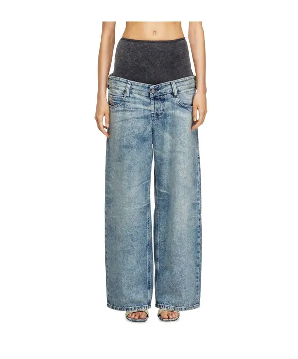 DIESEL® D-eni Relaxed Wide Leg Jeans - Medium Blue