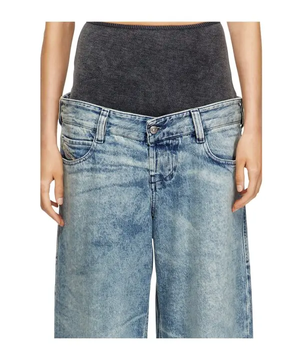 DIESEL® D-eni Relaxed Wide Leg Jeans - Medium Blue