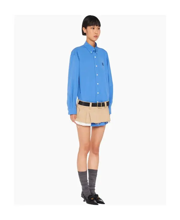 Miu Miu Oversized Poplin Shirt - Blue