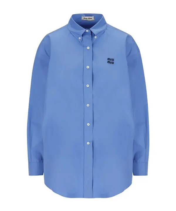 Miu Miu Oversized Poplin Shirt - Blue