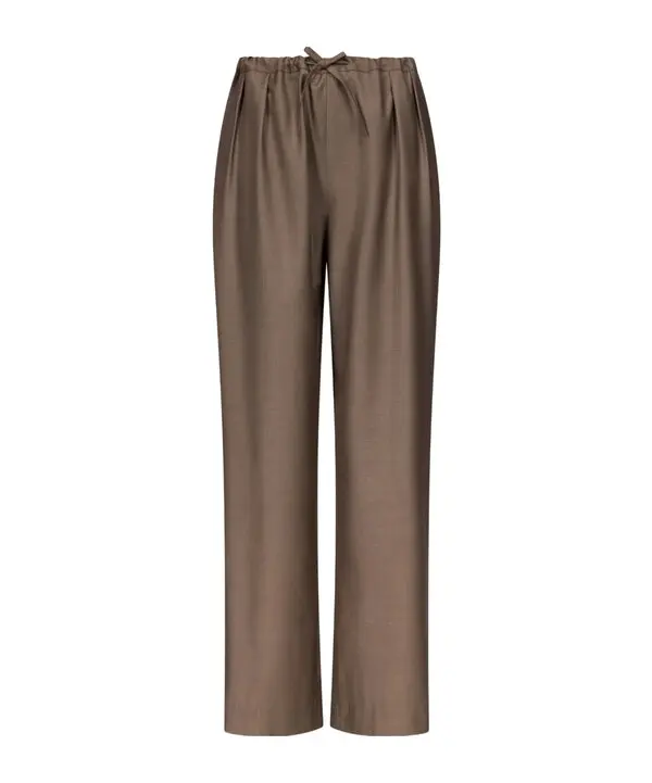 Loulou De Saison Cove Lds Elastic Waisted Trousers - Brown Melange