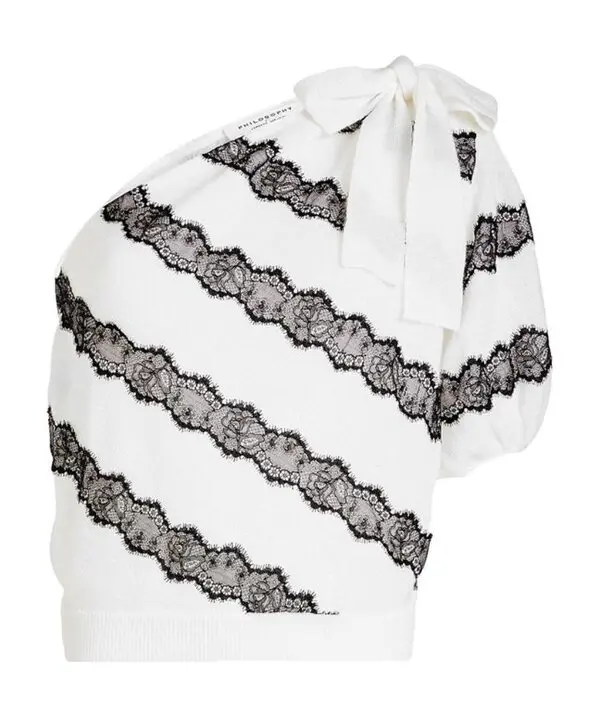 Philosophy Di Lorenzo Serafini One-shoulder Lace Trimmed Sweater - White