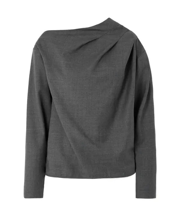 Loulou De Saison Asymmetrical Pleated Wool Top