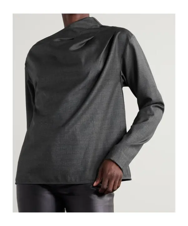 Loulou De Saison Asymmetrical Pleated Wool Top