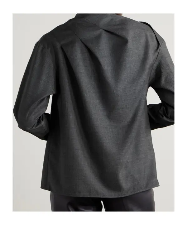 Loulou De Saison Asymmetrical Pleated Wool Top