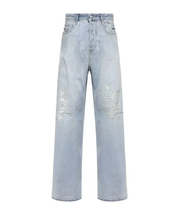 DIESEL® D-rise Distressed Wide-leg Jeans - Light Blue