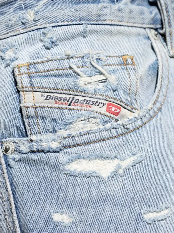 DIESEL® D-rise Distressed Wide-leg Jeans - Light Blue
